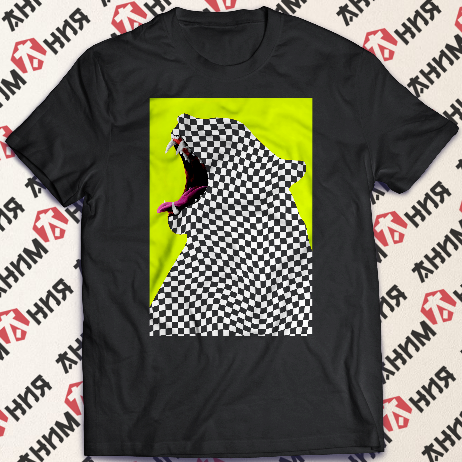 Футболка Футболка с котом, абстрактная, стильная, черная размер 2XL