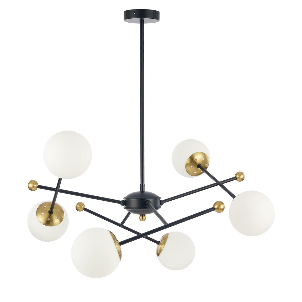 LUMION 6581/6 MODERNI LN26 174 черный, золотой/белый металл /стекло Люстра потолочная E14 6*40W 220V MELODY