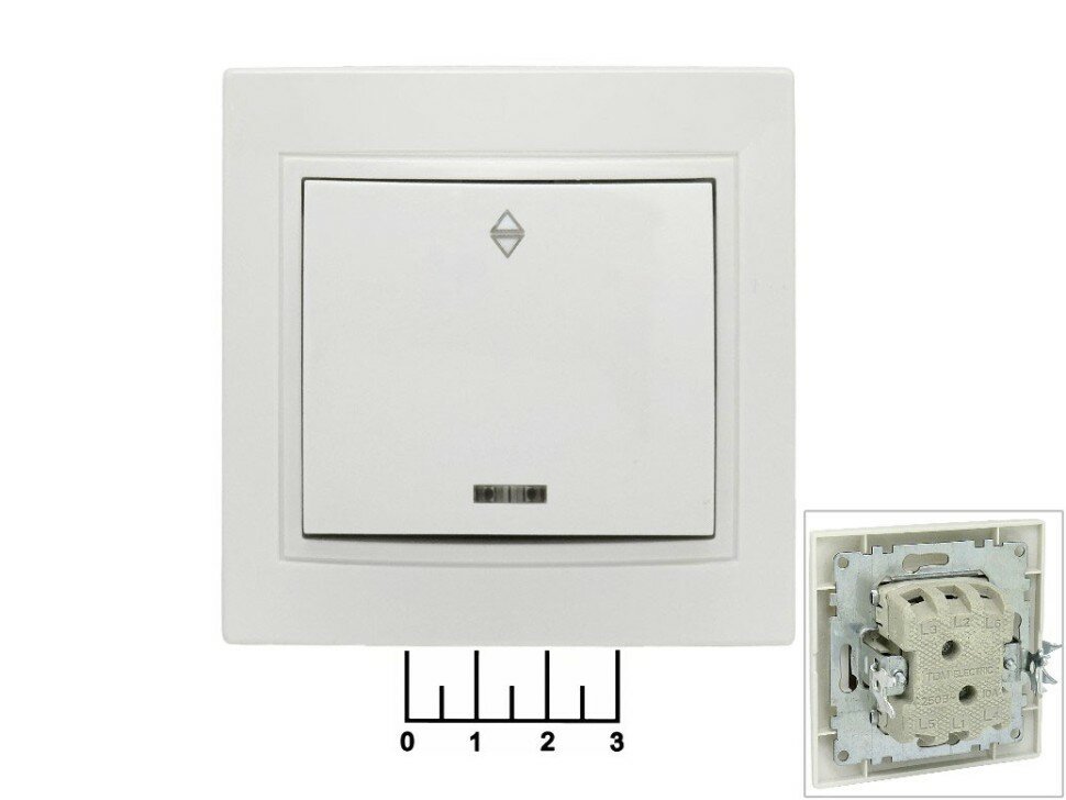 Выключатель 1-клавишный проходной TDM (Таймыр) белый с индикацией (SQ1814-0008)