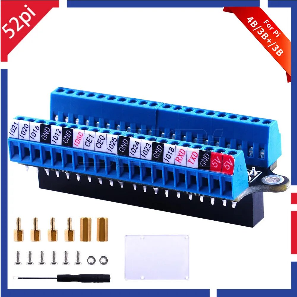 Клеммная панель GPIO для Raspberry Pi 4B/3B+/3B/2B/1B+/Zero/Zero W 52Pi