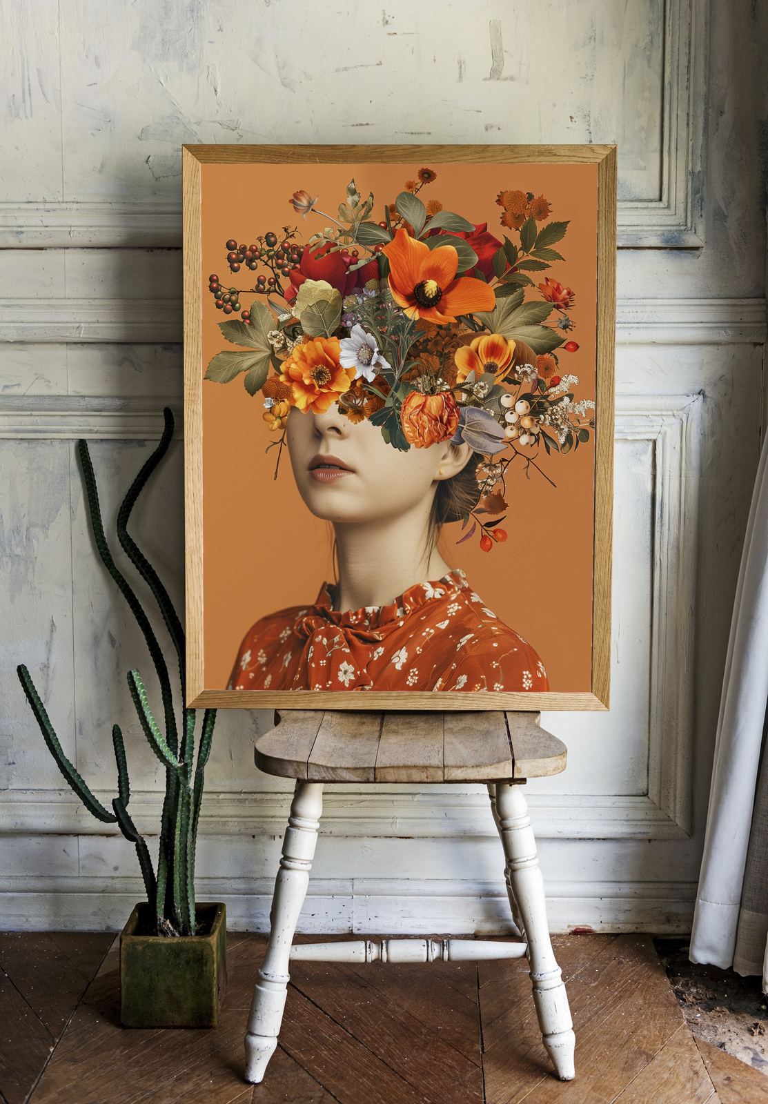 Постер "Девушка с осенними цветами" 40x50 см в подарочном тубусе