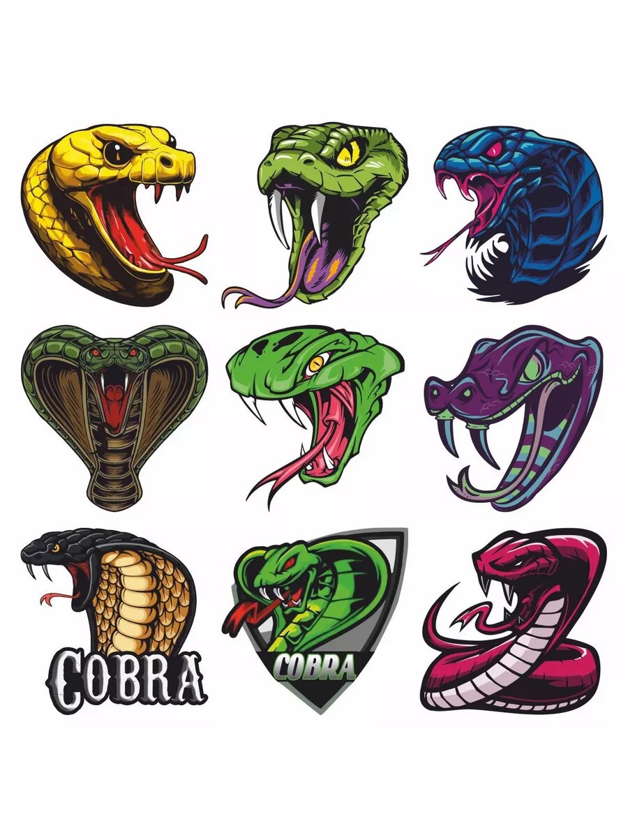 Набор наклеек "Голова змеи", 375х375 мм, Арт рэйсинг