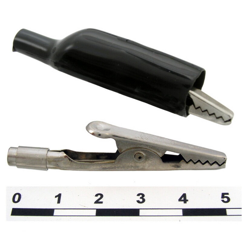 Зажим-крокодил с резьбовым гнездом 8-12 UNC, 10 мм, 5 А, черный