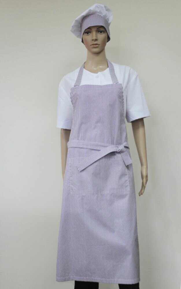 Фартук поварской цельнокройный бордовая полоска (ткань смесовая)