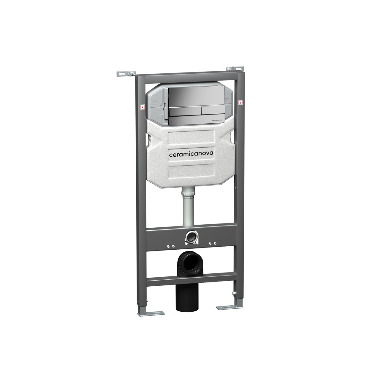 Система инсталляции для унитазов Ceramicanova (Керамиканова) Envision с кнопкой смыва Flat цвет хром матовый, креплениями, арт. CN1002M