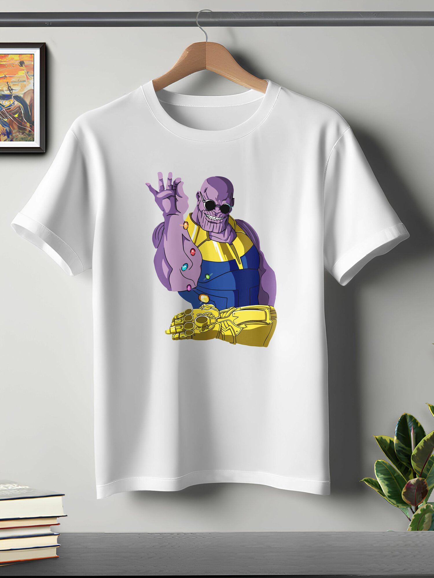 Футболка  Детская ONEQ 146 (11-12) размер с принтом Танос, белая