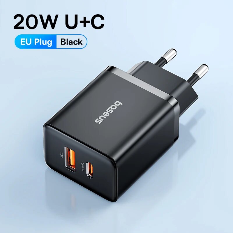 Baseus 20W EU Black USB зарядное устройство