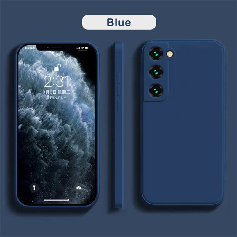 Силиконовый чехол карамельных цветов для Samsung GalaxyS24 S23 S22 Синий, Dark blue, For Galaxy S22