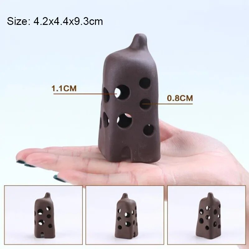 Керамический домик для рыб и креветок Коричневый, Tall House