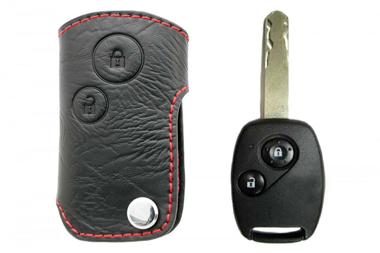 Чехол BGT для автомобильного ключа Honda (Хонда), кожа, влагозащитный, ударопрочный, черный