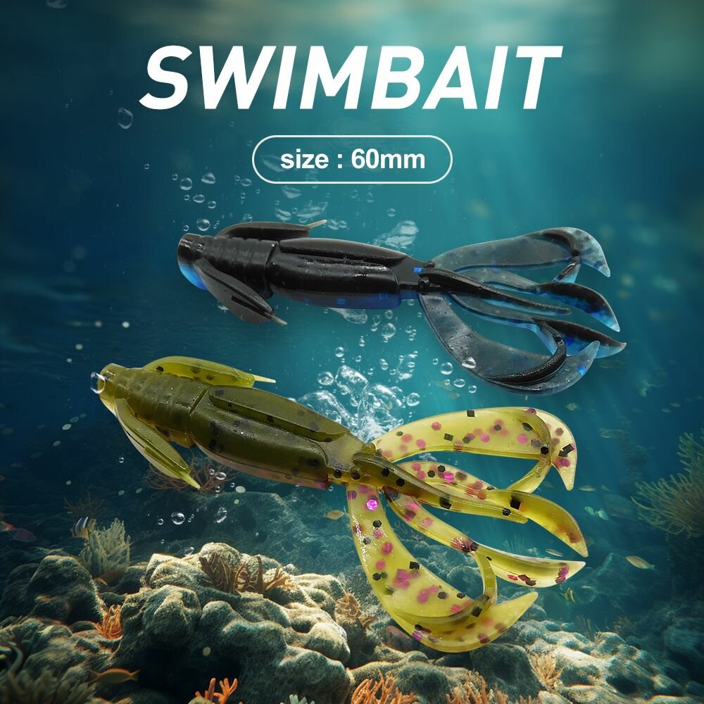 Съедобная силиконовая приманка Crazy Flapper 60мм от Esfishing, 10 штук в упаковке, (рак)