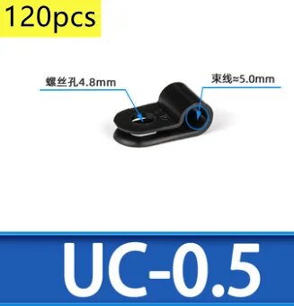 Кабельные зажимы пластиковые черные/белые 120 шт. UC0.5 black