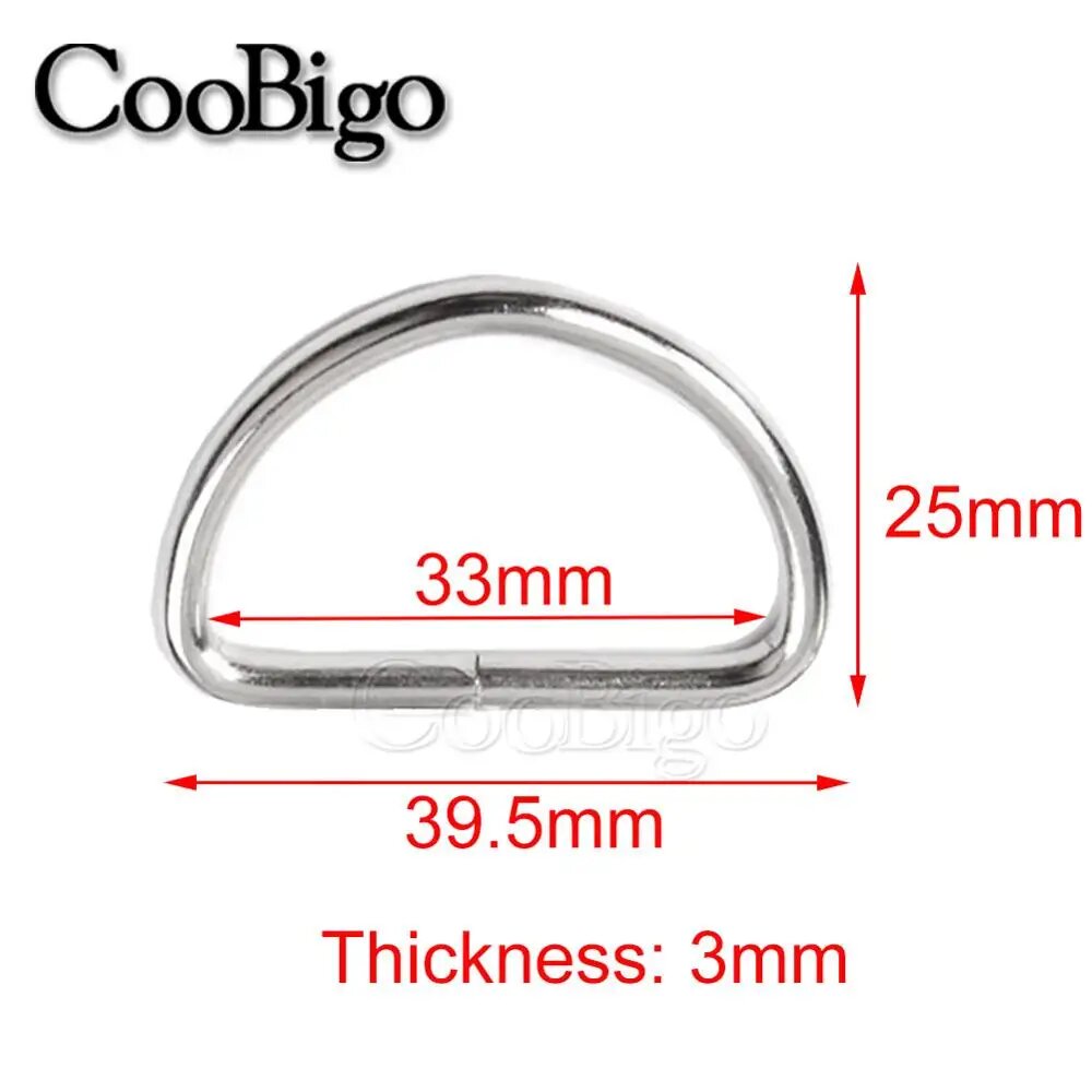 Металлические D-кольца CooBigo 10 шт. 33mm Webbing