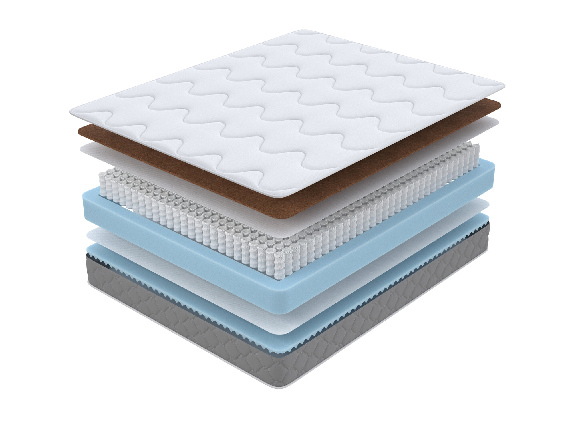 Матрас Proson Sova S/F 80х195 высота 19 см анатомический жесткий средней жесткости кокосовый Независимые пружины