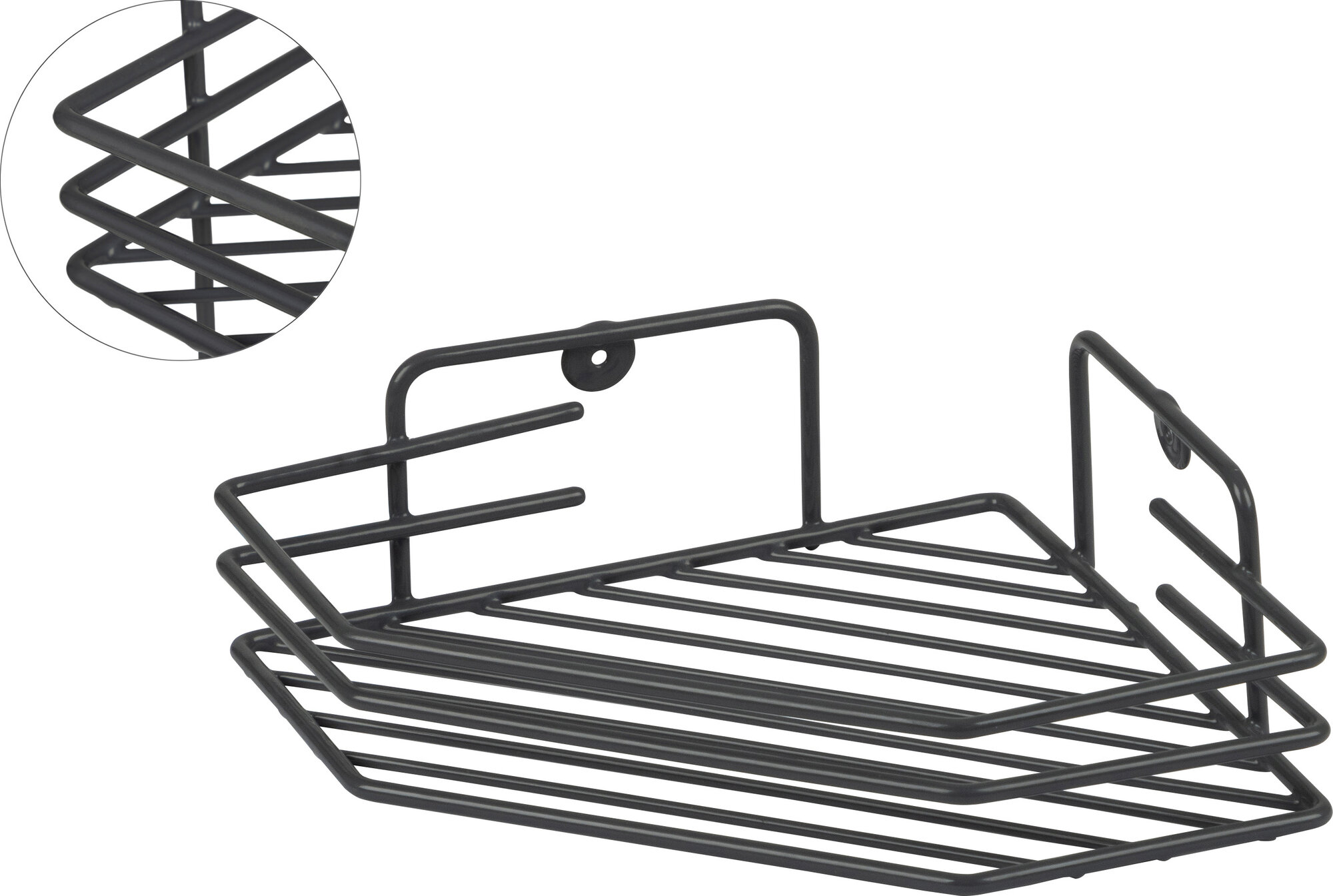 Полка угловая 20,5*20,5*6,5 см (термопластичное покрытие) графит