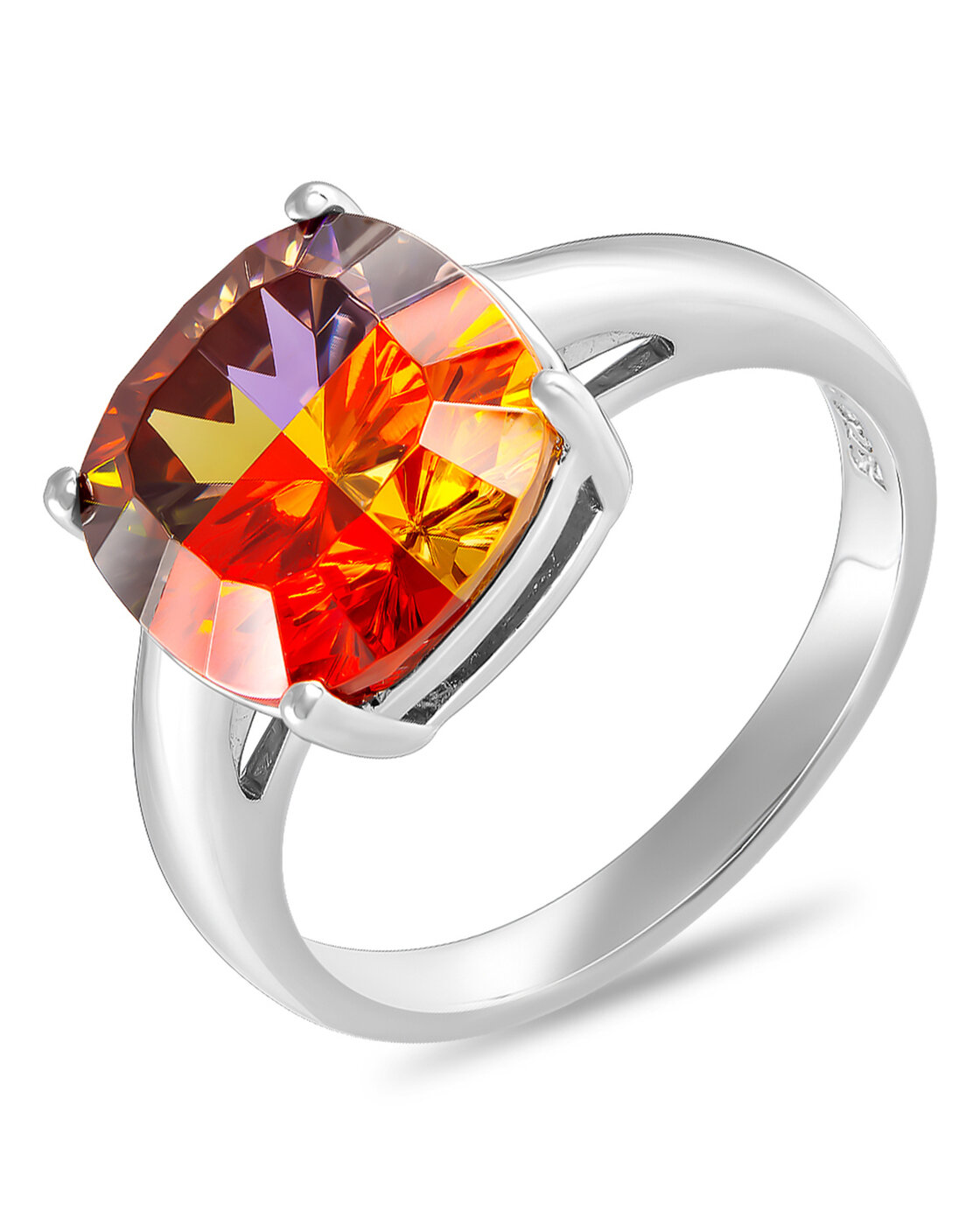 Кольцо тонкое, серебро, 925 проба, родирование, фианит