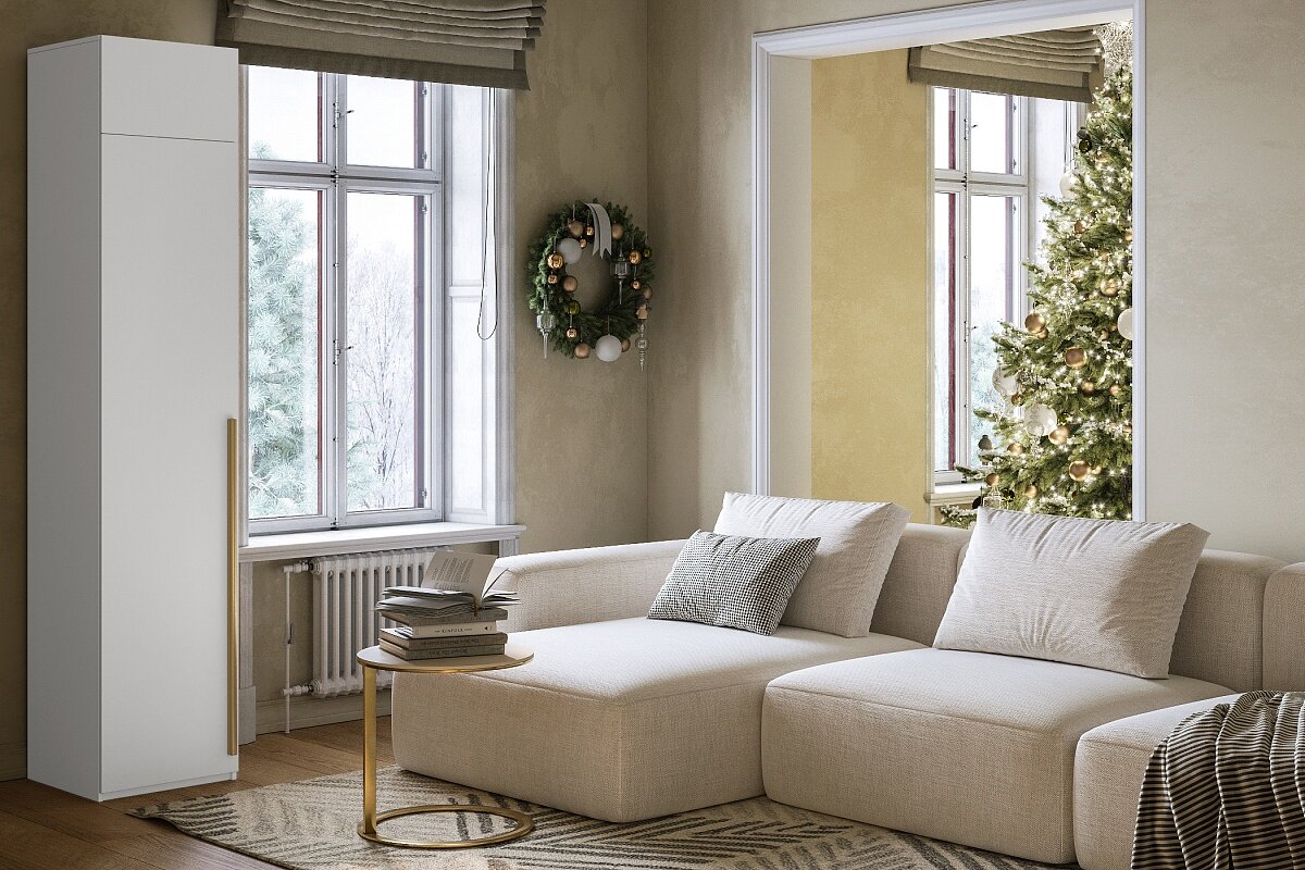 Шкаф распашной МебельЛэнд24 Лорена Хит - 1 с антресолью Белый 50x60x260 для одежды однодверный