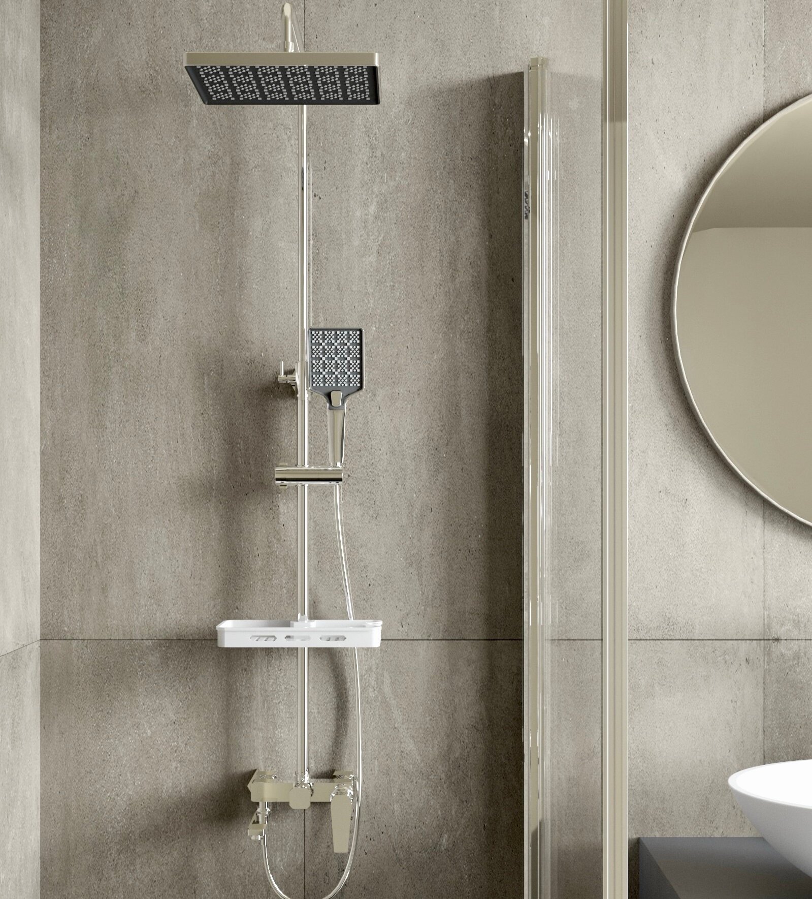 Душевая система ESKO ST1425IT со смесителем полкой, хром