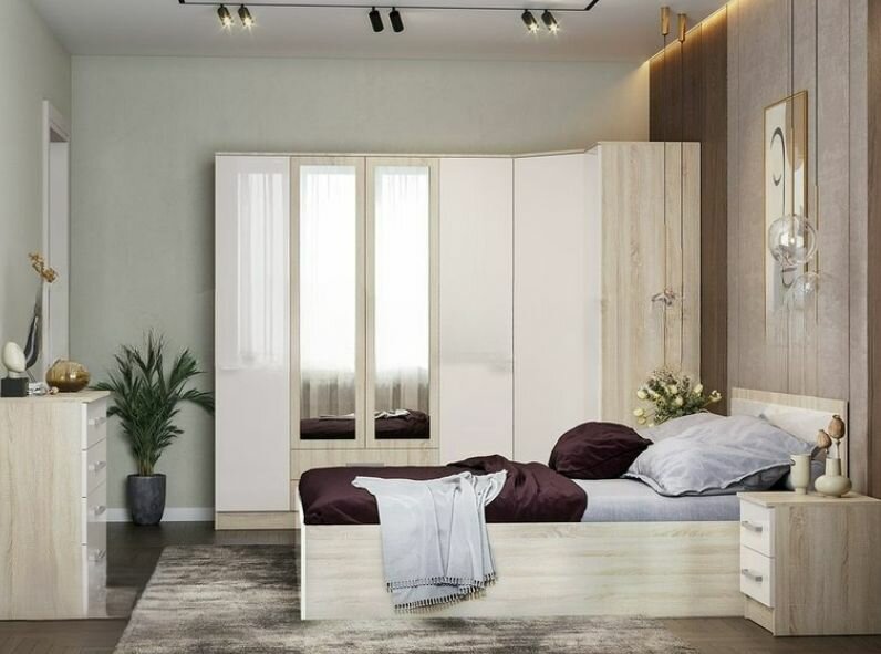 Комплект мебели для спальни Мартина (композиция 4) Белый/Сонома