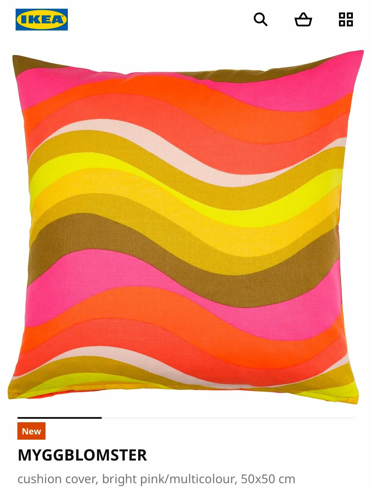 Чехол для подушки IKEA MYGGBLOMSTER, ярко-розовый/многоцветный, 50x50 см