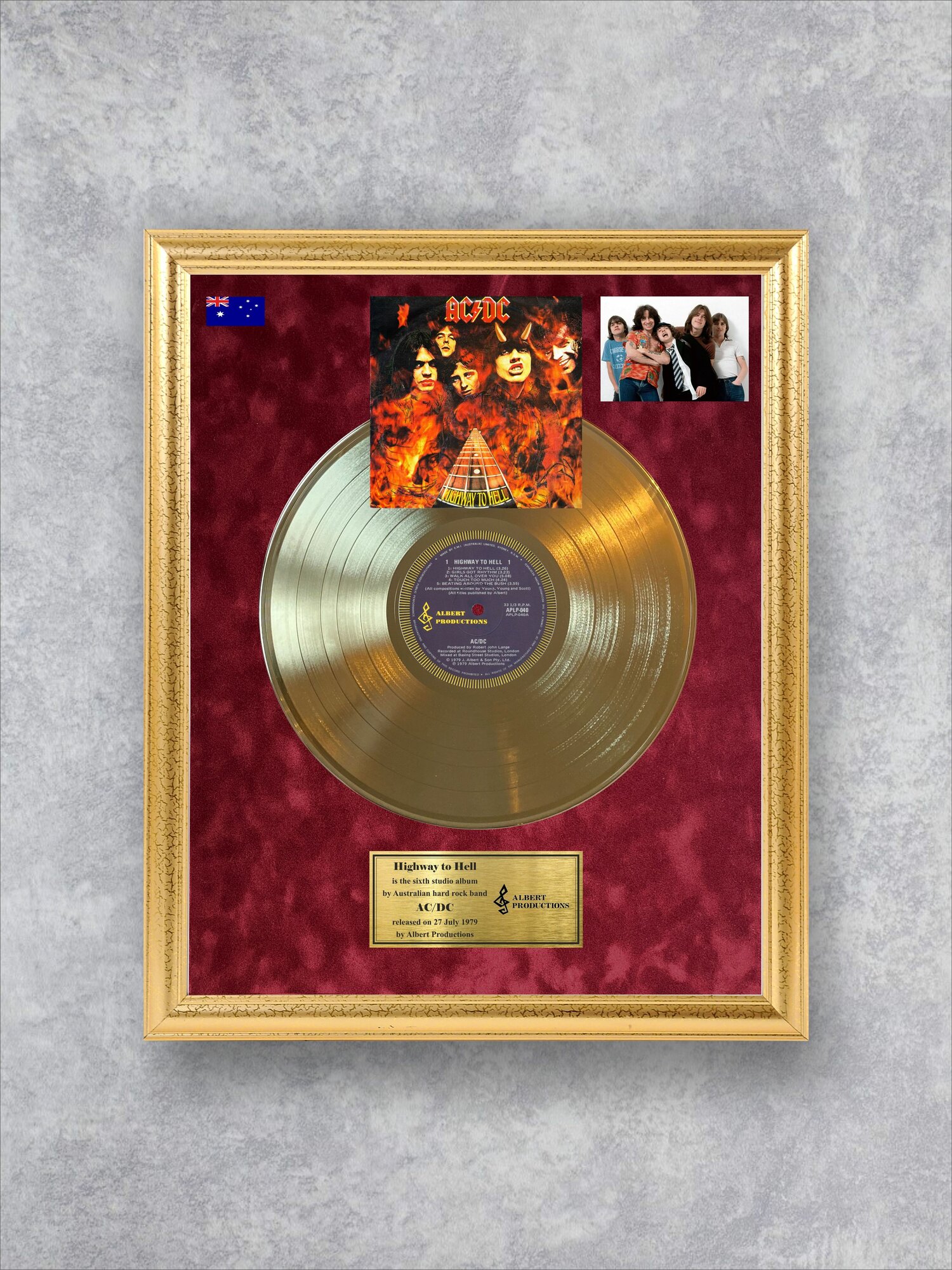 Золотая декоративная виниловая пластинка AC/DC