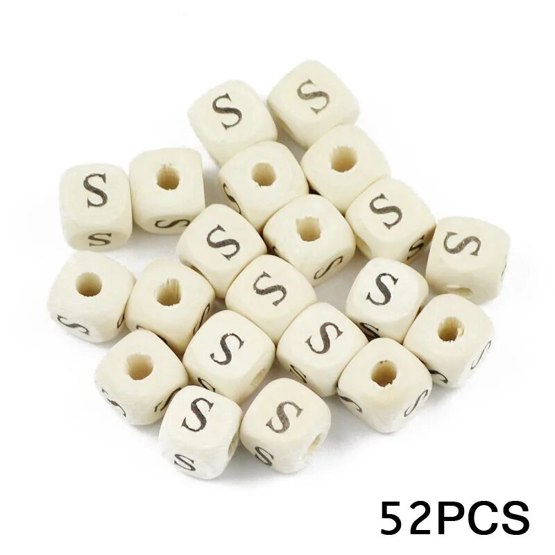 Деревянные бусины JHNBY А-Я 52 шт Бежевый, S