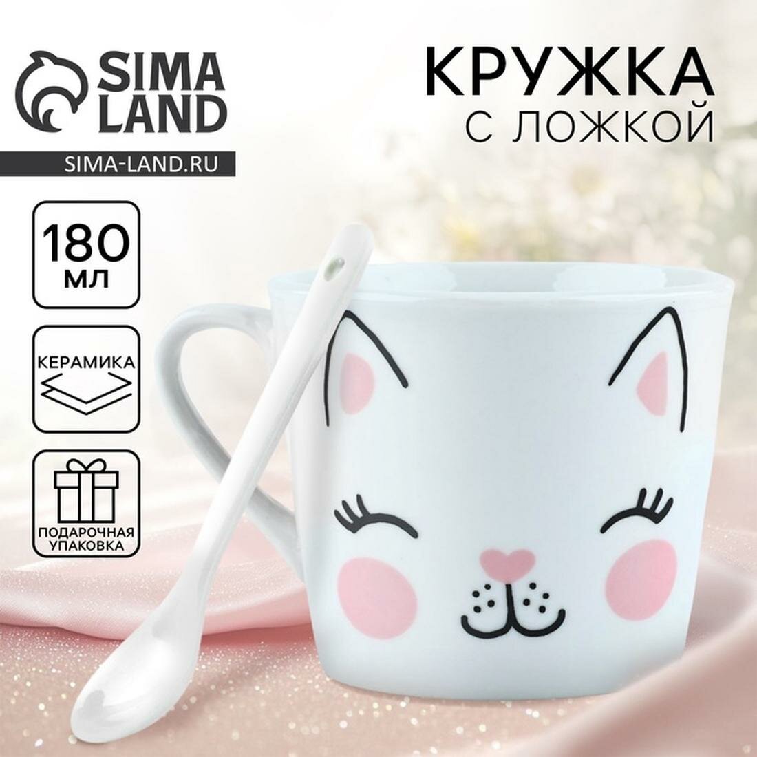 Дорого внимание Подарочный набор "Котик": кружка 180 мл, ложка