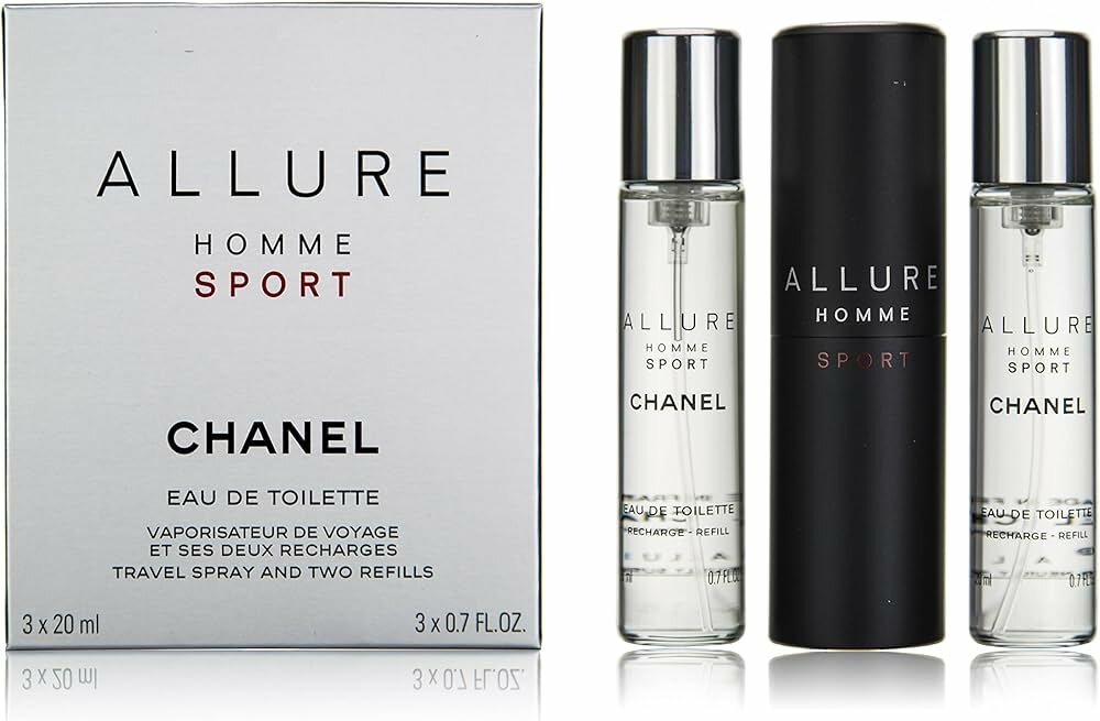 Chanel мужская туалетная вода Allure Homme Sport Travel Spray And Two Refills, Франция, 3 x 20 мл