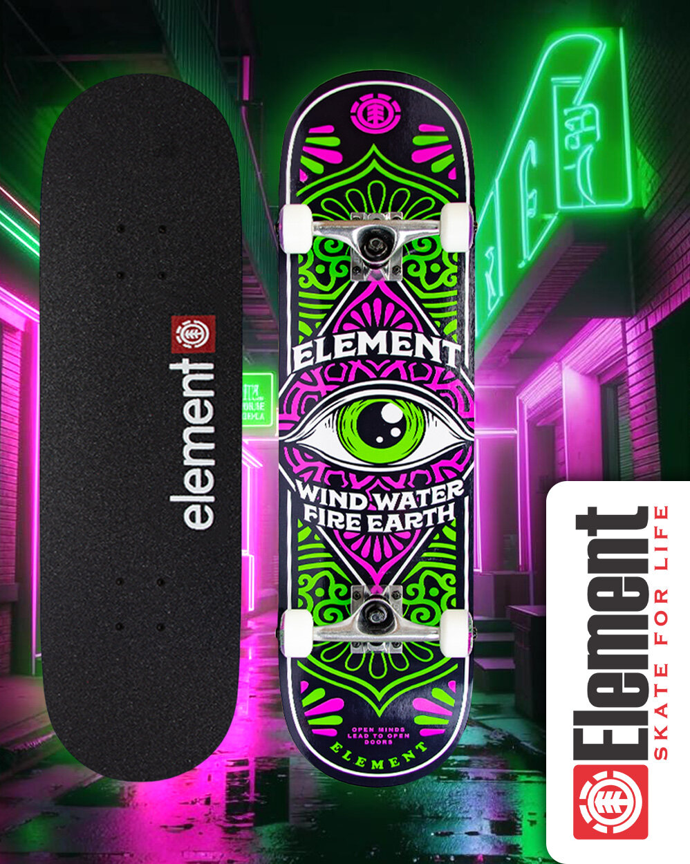 Скейтборд в Сборе Element размер 8.25 дюймов (2 зеленый розовый)
