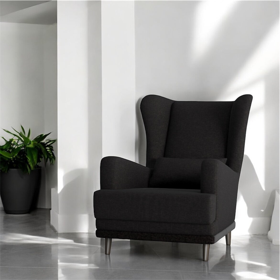 Кресло "Оскар Drim Black", Рогожка, классическое, с мягкими подлокотниками, черное