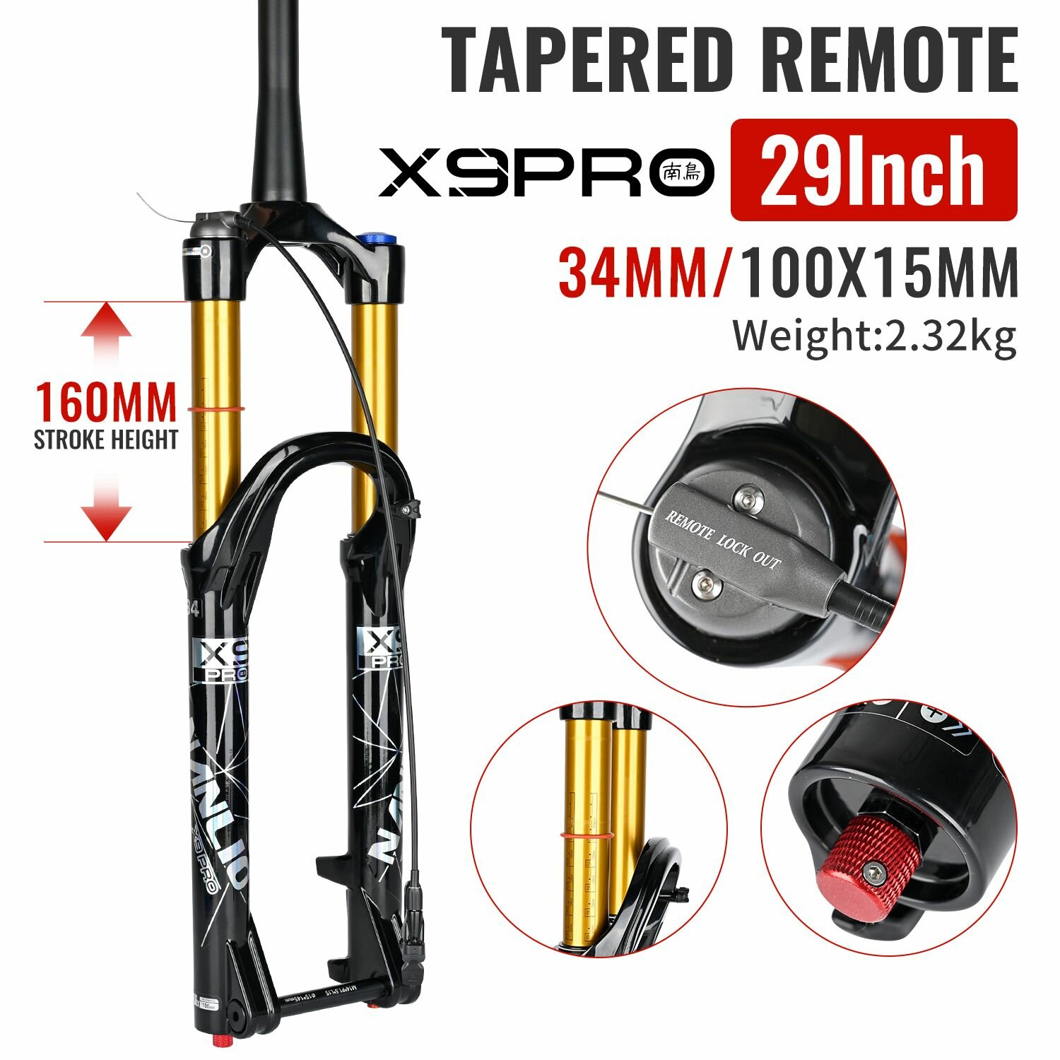 Nanlio X9 Pro Велосипедная вилка с амортизацией 26 27,5 29 дюймов 34 мм 140/160 мм регулировка демпфирования и отката передняя вилка для горного велосипеда.