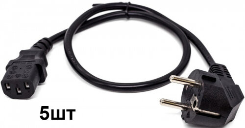 Комплект кабелей Filum FL-PC10-EU-C13-0.6M/5 3*0,75mm, 5 шт, евровилка угловая Schuko - С13 0.6м черный
