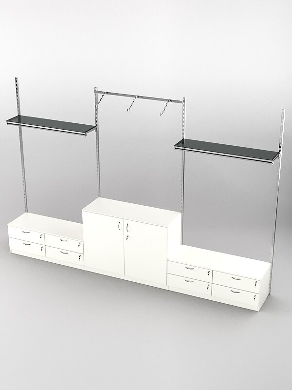 Настенная торговая система "Global" №3 (3600мм) с тумбами Т-14 и Т-23, Белый