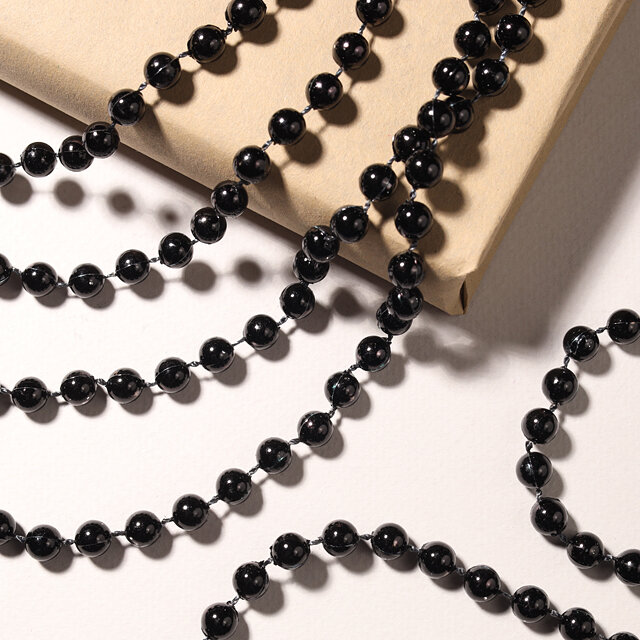 Бусы на елку Бисер 8 мм*10 м черные, пластиковые, Winter Deco, 000703