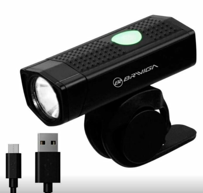 Велофонарь на руль Briviga USB 350. Мощный светодиод Cree яркостью до 350 лм. Встроенный аккумулятор 1000 мАч.