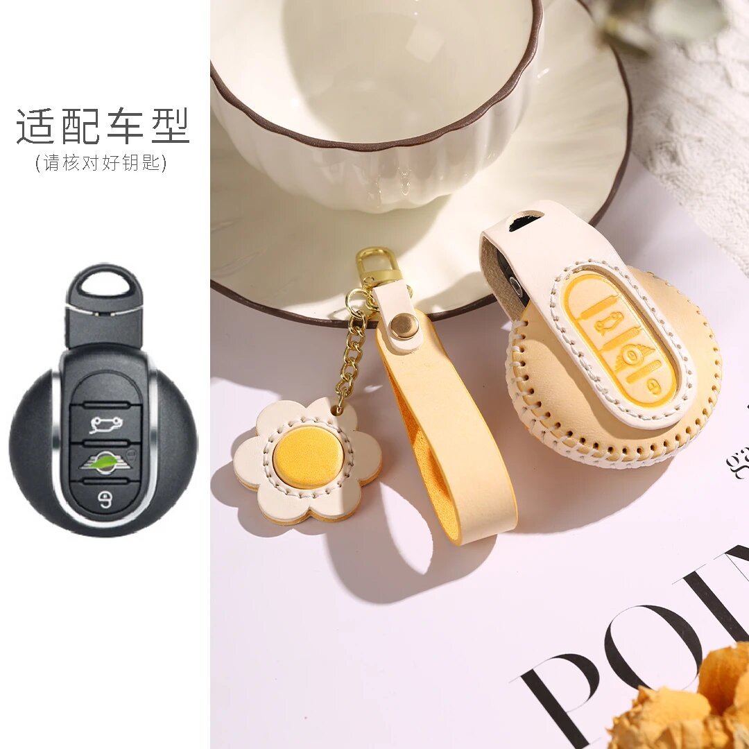 Модный кожаный чехол для ключей от автомобиля для BMW Mini COOPERS ONE JCW F56 F55 F54 Light Yellow