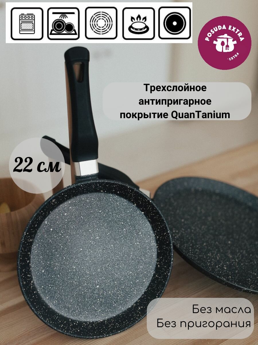 Блинная сковорода 22 см Посуда Экстра черная