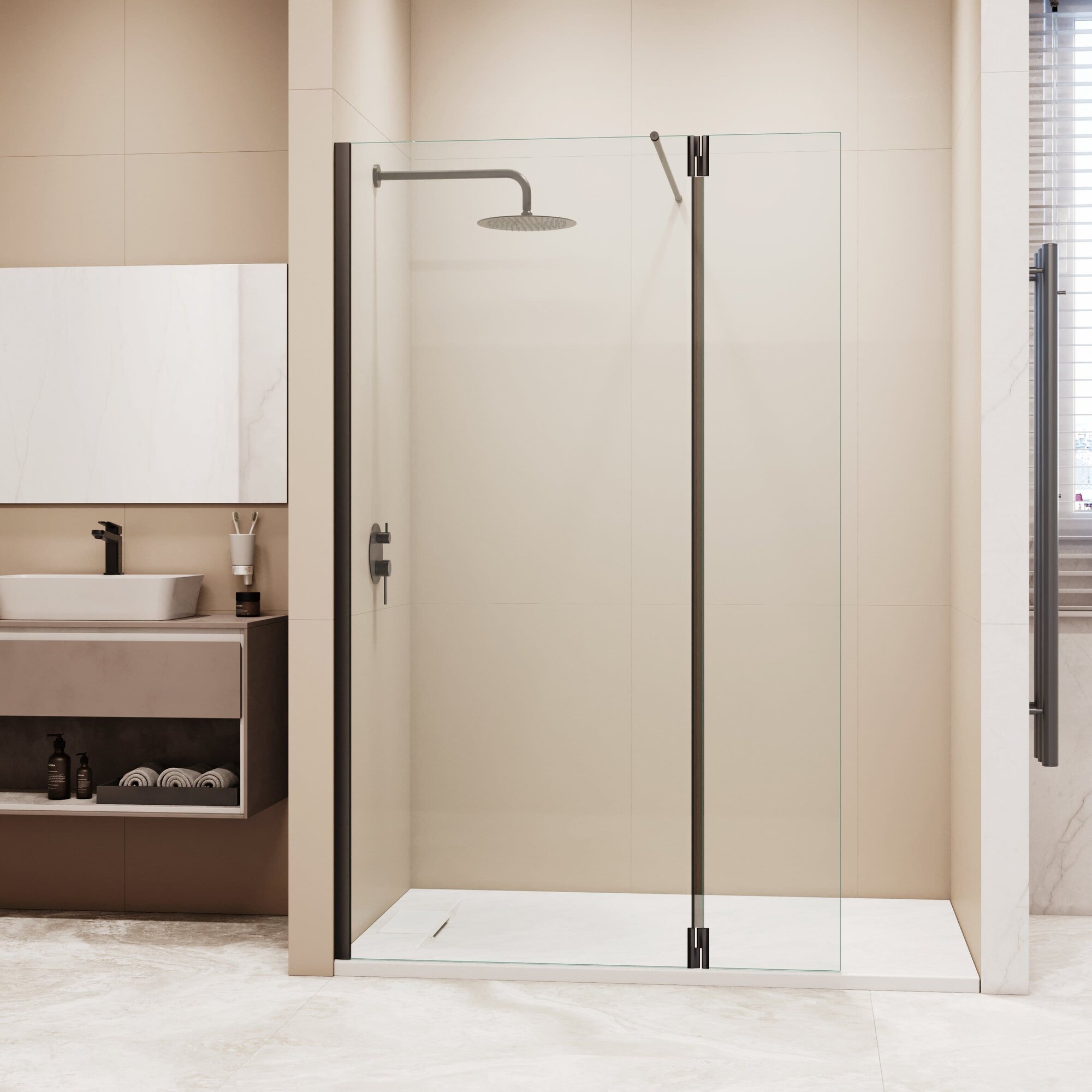 Душевая перегородка  70* 30*195 RGW WA-050B (WA-002B + Z-070B) Чёрный/Прозрачное/6 мм 351005073-14