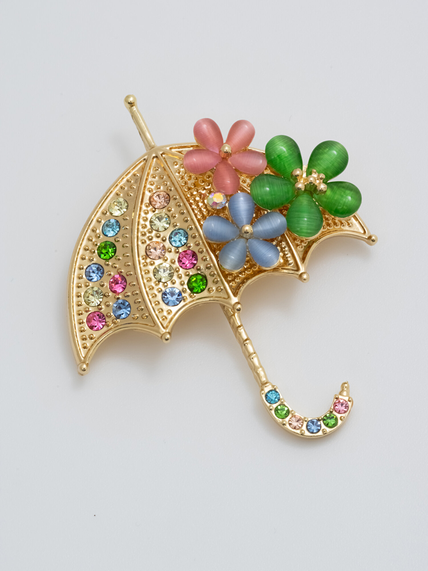 Брошь, кошачий глаз синтетический, кристалл