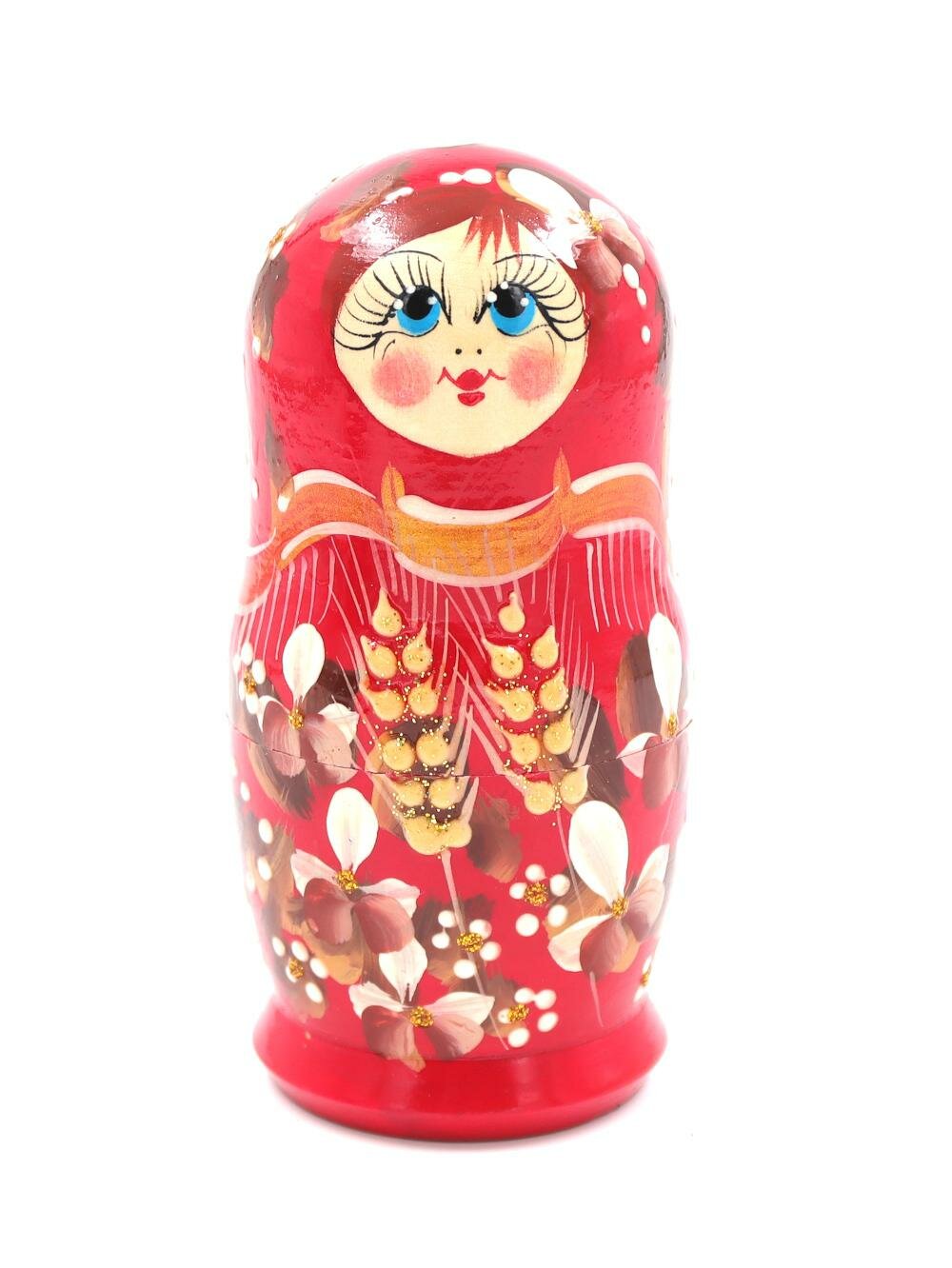 Матрешка Колосок малый (красная) (5 матрешек, 10см)