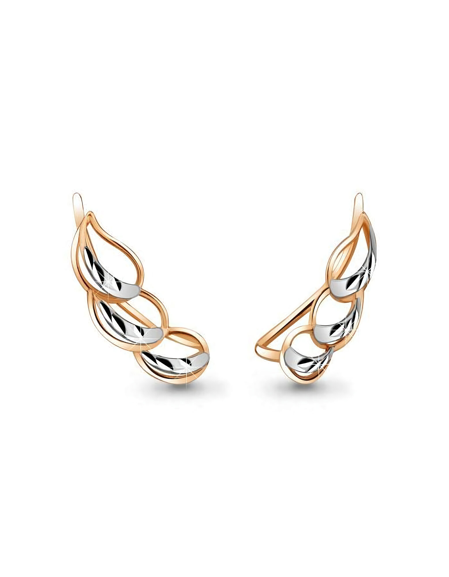 Серьги каффы, красное золото, 375 проба