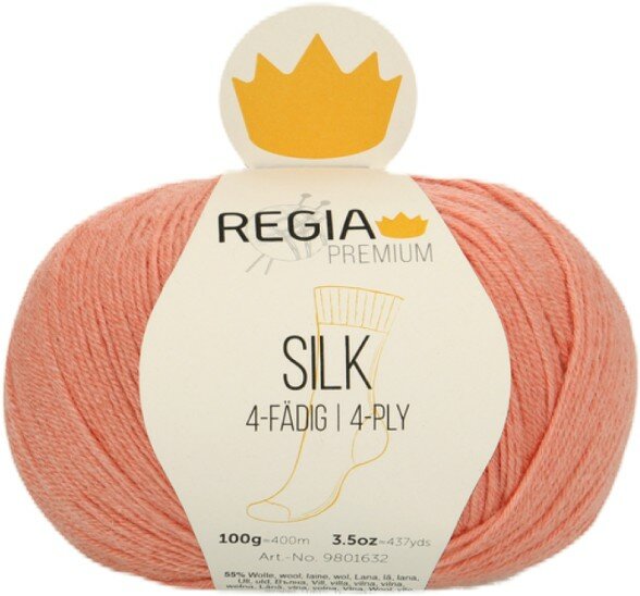 Silk /Силк/ пряжа Regia Premium, 4 нитки, MEZ, 9801632 (00032, apricot (абрикос), розовый)