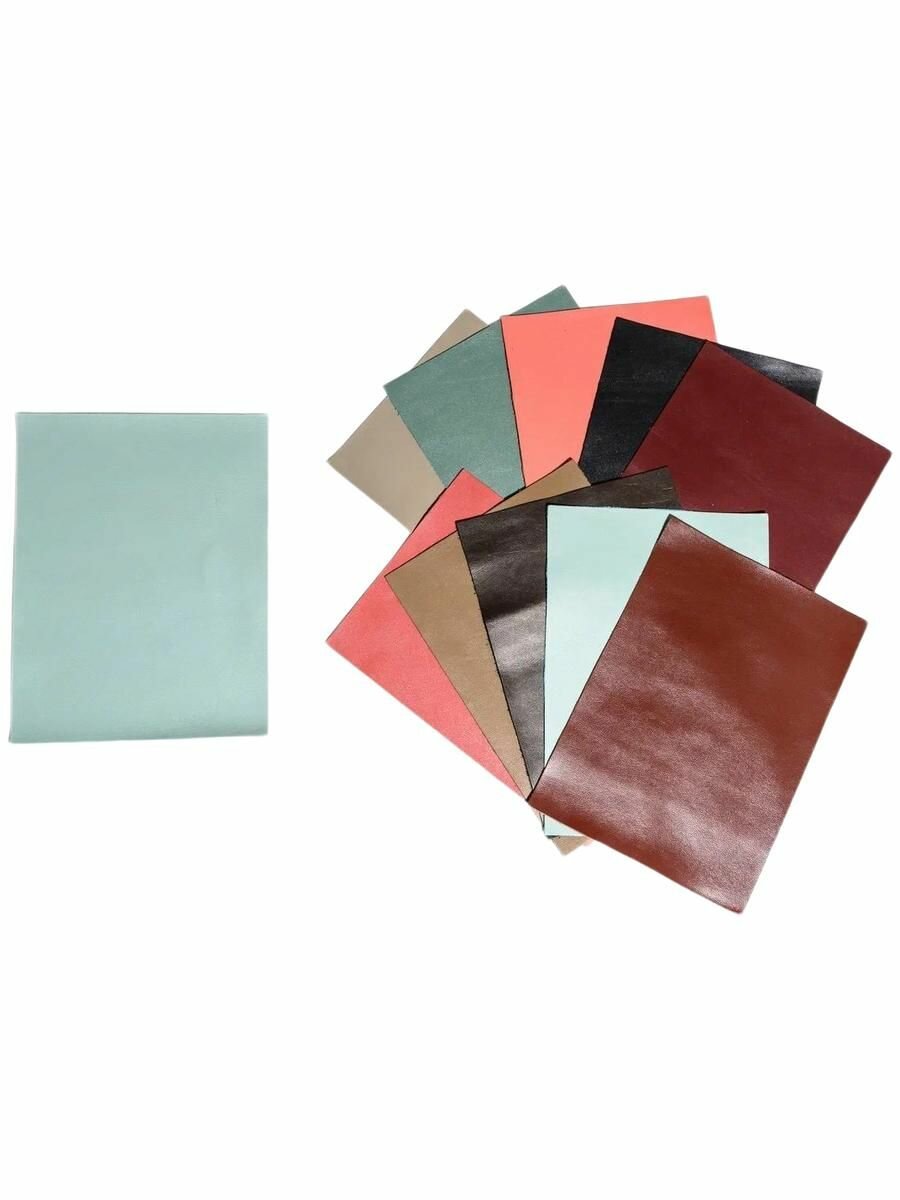 Кожа натуральная галантерейная в листах. Берг 1.2-1.4 мм. Светло-бирюзовый. А4.