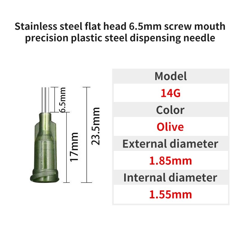 Дозирующая игла из нержавеющей стали 14G-34G 6,5 мм 50 шт 14G 50Pcs
