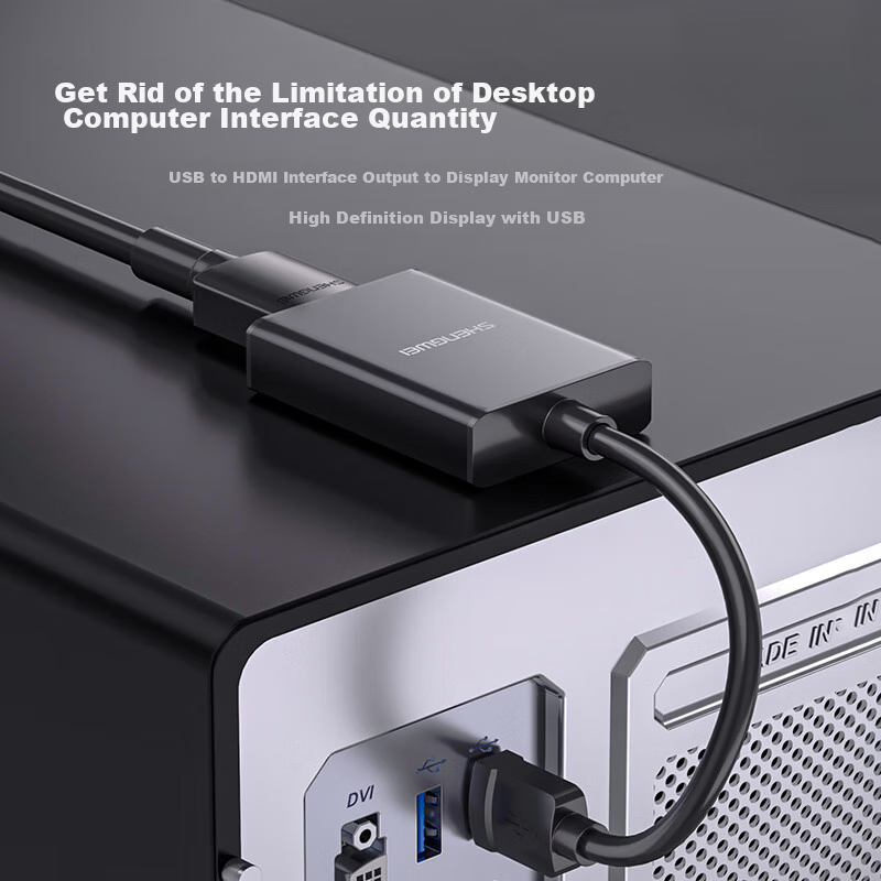 Shengwei USB to HDMI Converter Adapter, Projector Interface Connection Cable, Laptop External Graphics Card Computer to TV High-Definition Screen Mirroring Cable, Video Extension AUH0015G