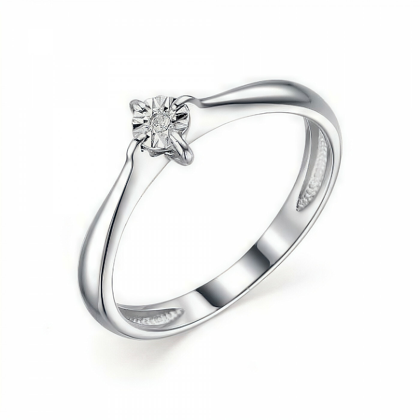 Кольцо, серебро, 925 проба, бриллиант