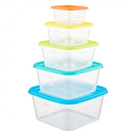 Набор 5 контейнеров для продуктов FUSION 1700 1100 630 330 150мл Для хранения С крышкой Пластик