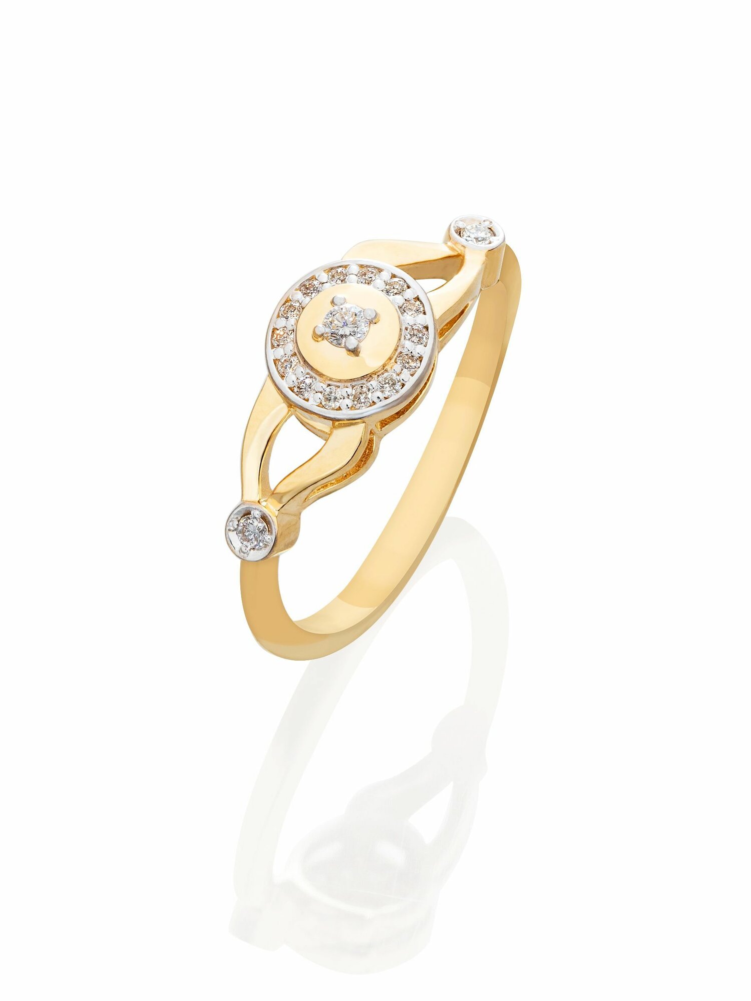 Кольцо помолвочное, желтое золото, 585 проба, бриллиант