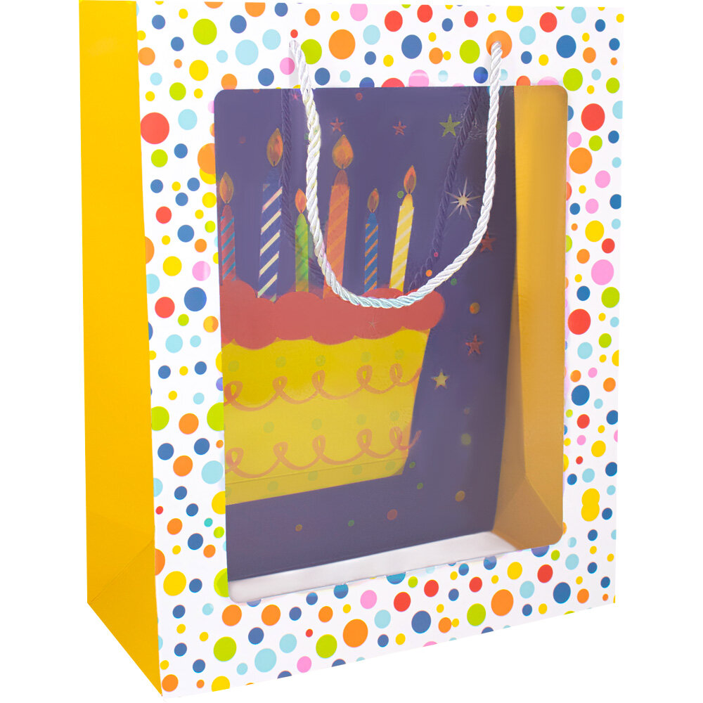 Подарочный пакет КНР 32х26х12 см, с прозрачным окошком