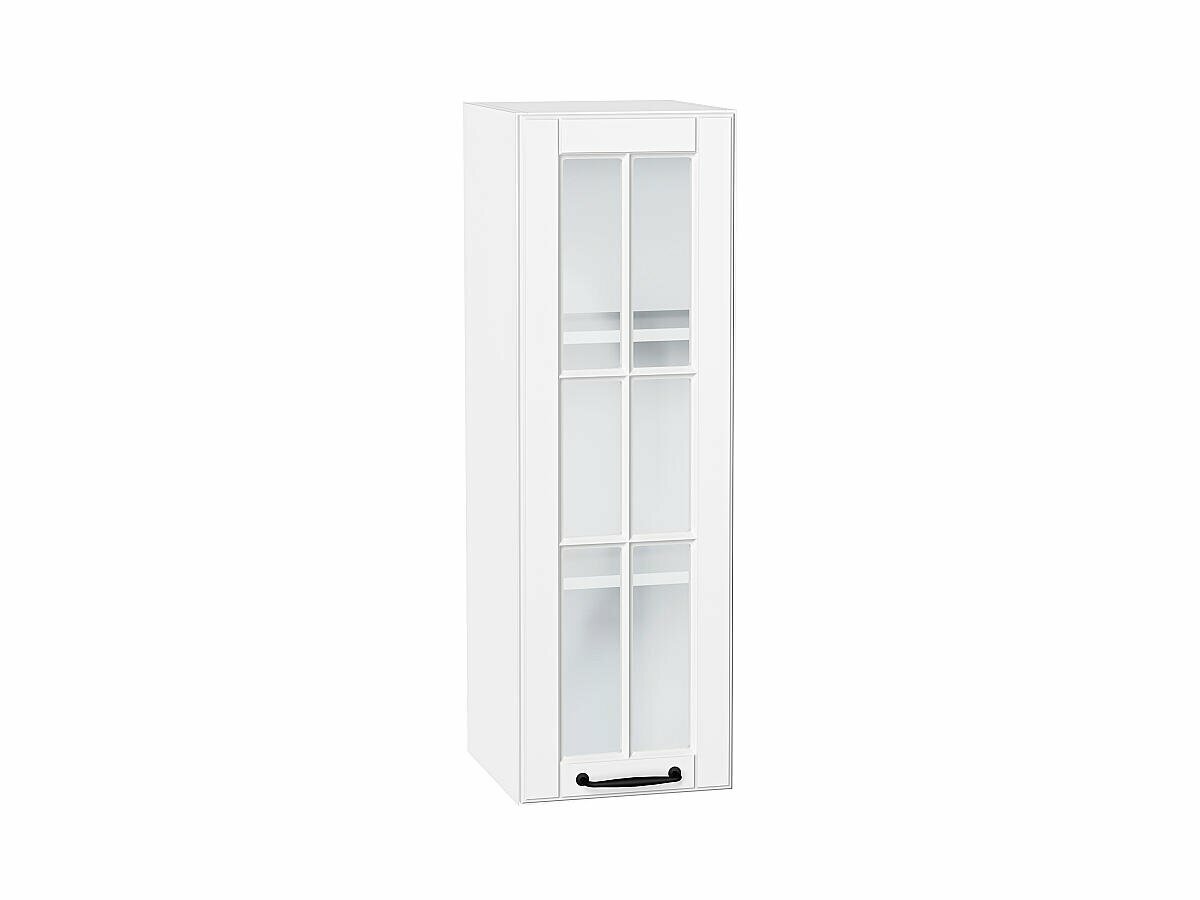 Шкаф верхний с 1-ой остекленной дверцей Дублин, цвет фасада Special White, цвет каркаса Белый, стекло прозрачное, 920*300*318 мм